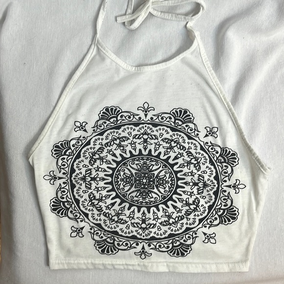 Tops | White Mandala Print Halter Top | Poshmark
